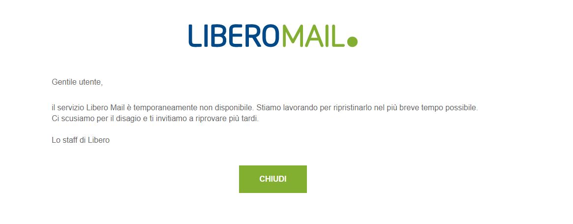 Libero mail non funziona per un'ora, disagi per gli utenti